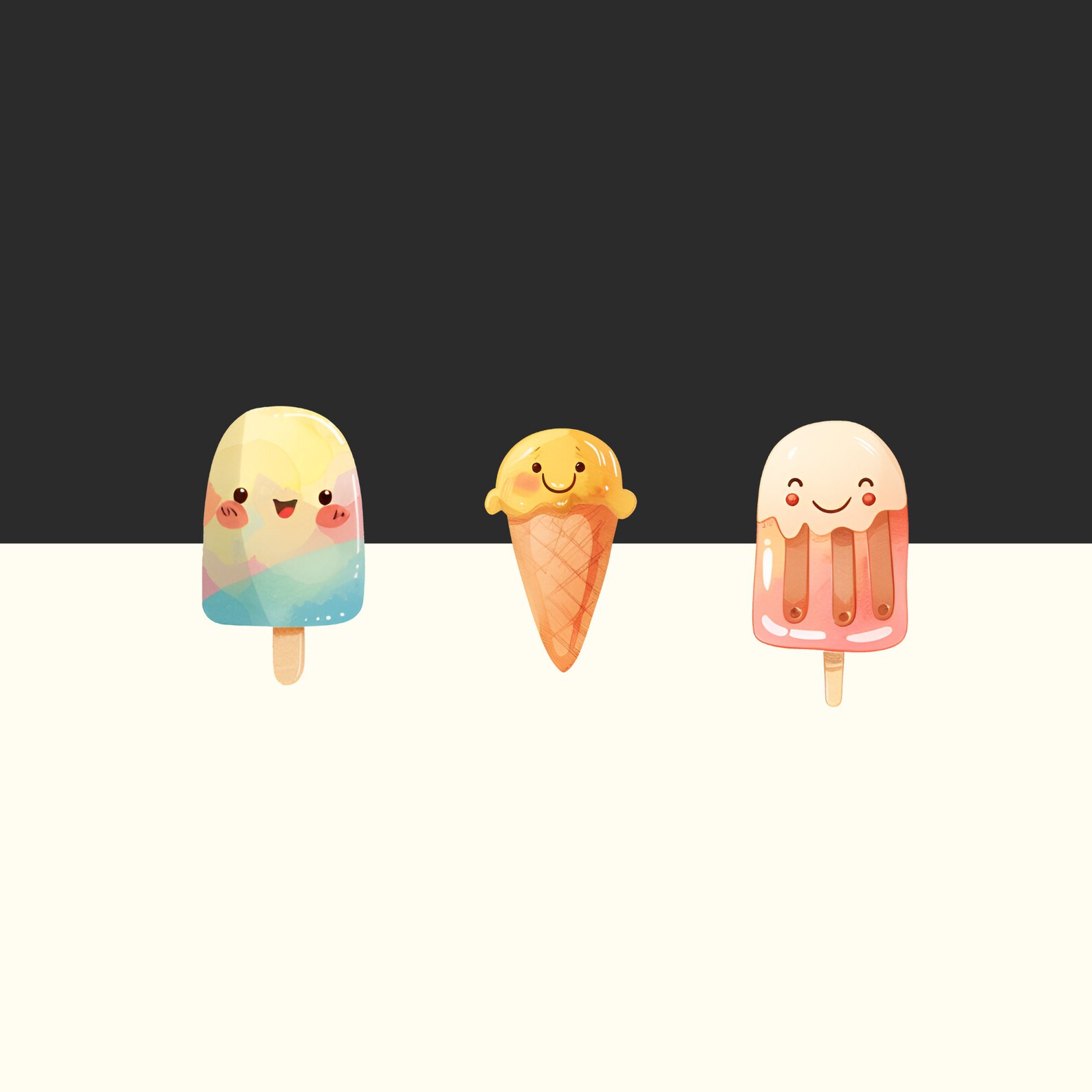 Watercolor Ice Cream Clip Art, Summer Clipart, Dessert Cute ...