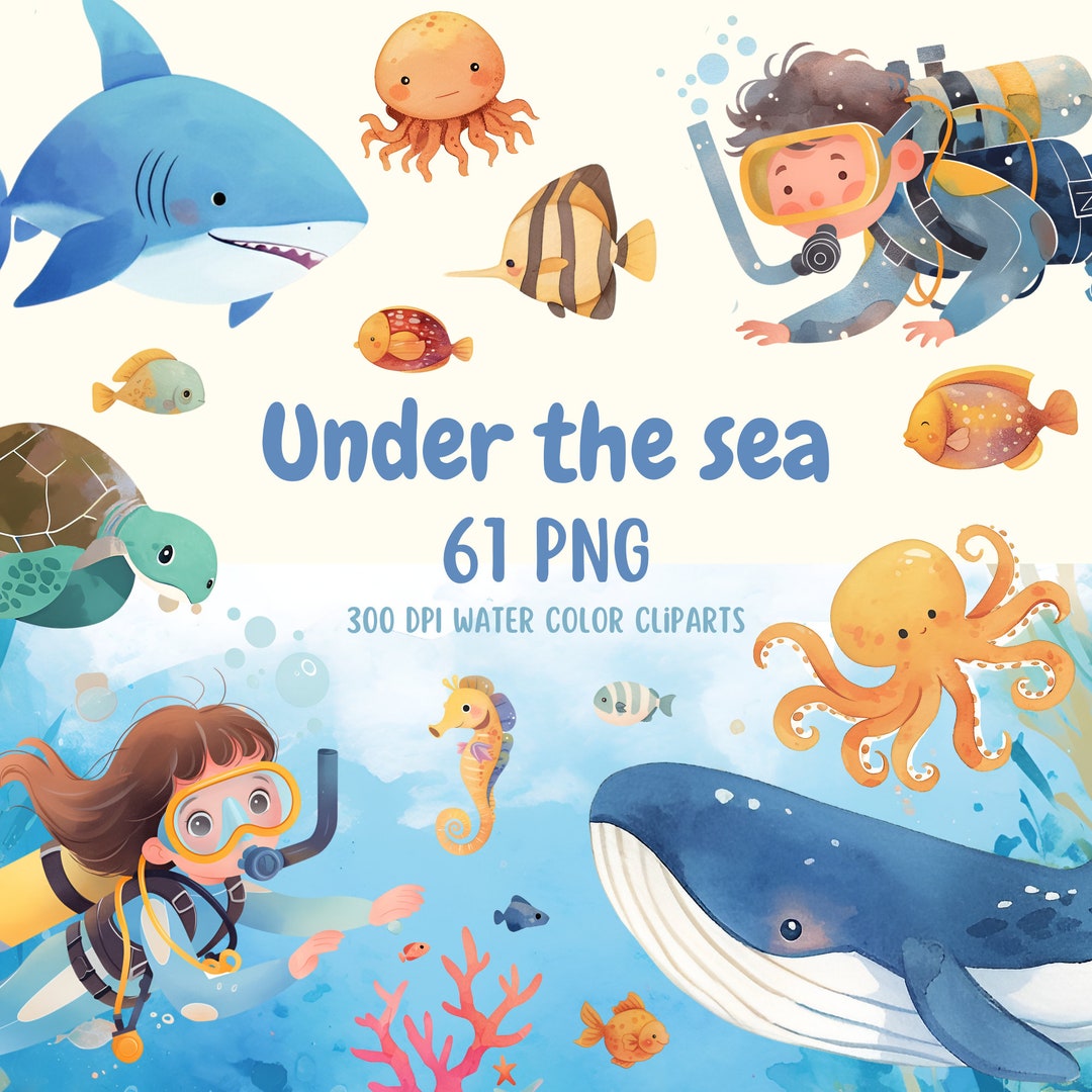Watercolor Under the Sea Clipart Bundle: Nursery Art (digital Download ...