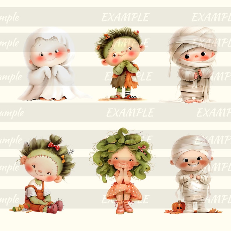 Watercolor Halloween Kids Clipart Bundle / Cute Arts / Vampire, Witch ...