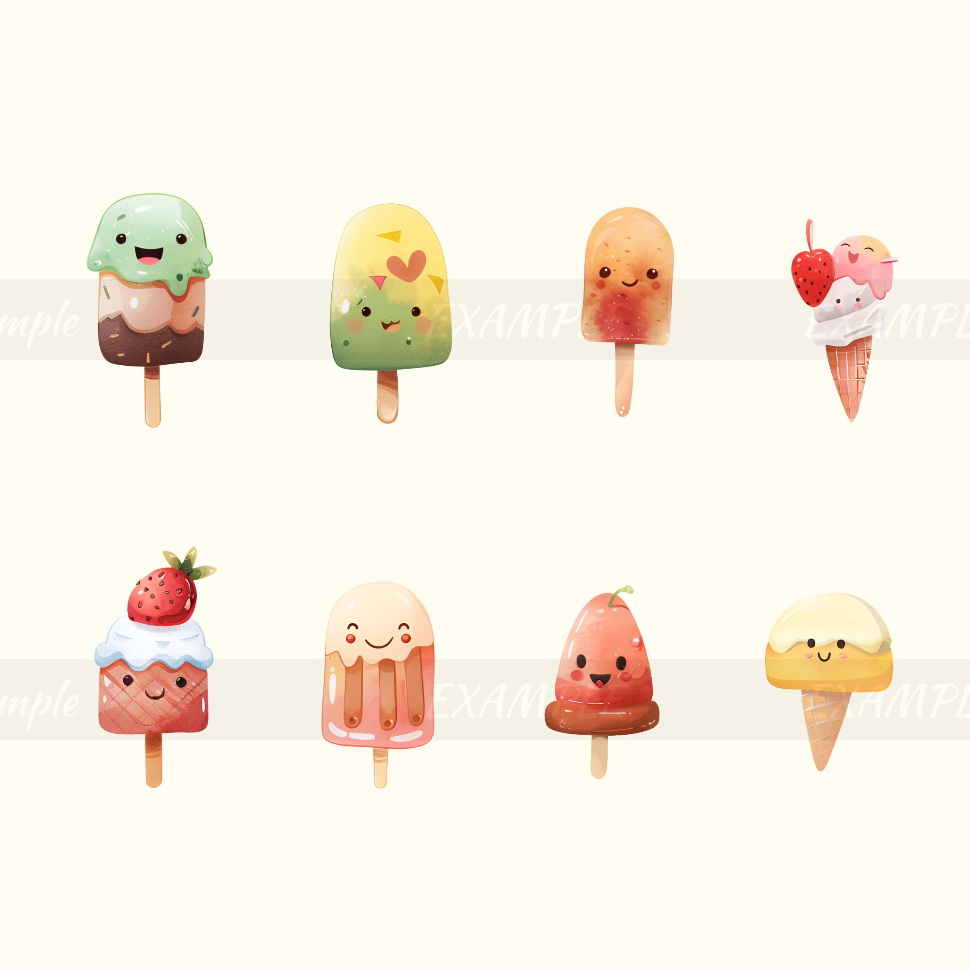 Watercolor Ice Cream Clip Art, Summer Clipart, Dessert Cute ...