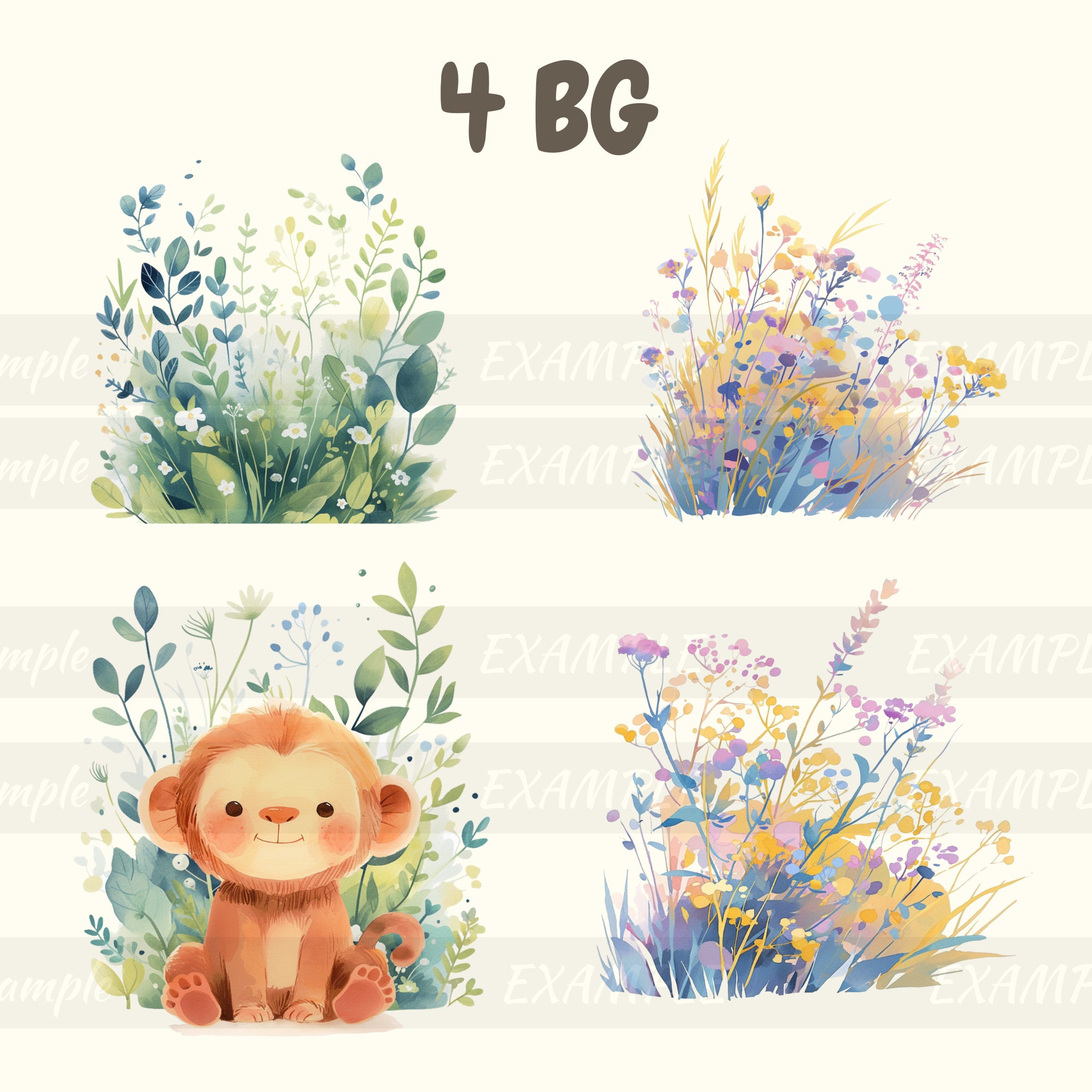 Watercolor Nursery Animal Clipart Bundle / Cute Animals / Watercolor ...