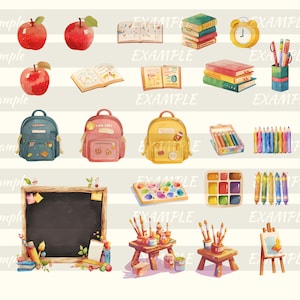Watercolor Back to School Clipart Bundle / Cute Arts / Watercolor ...