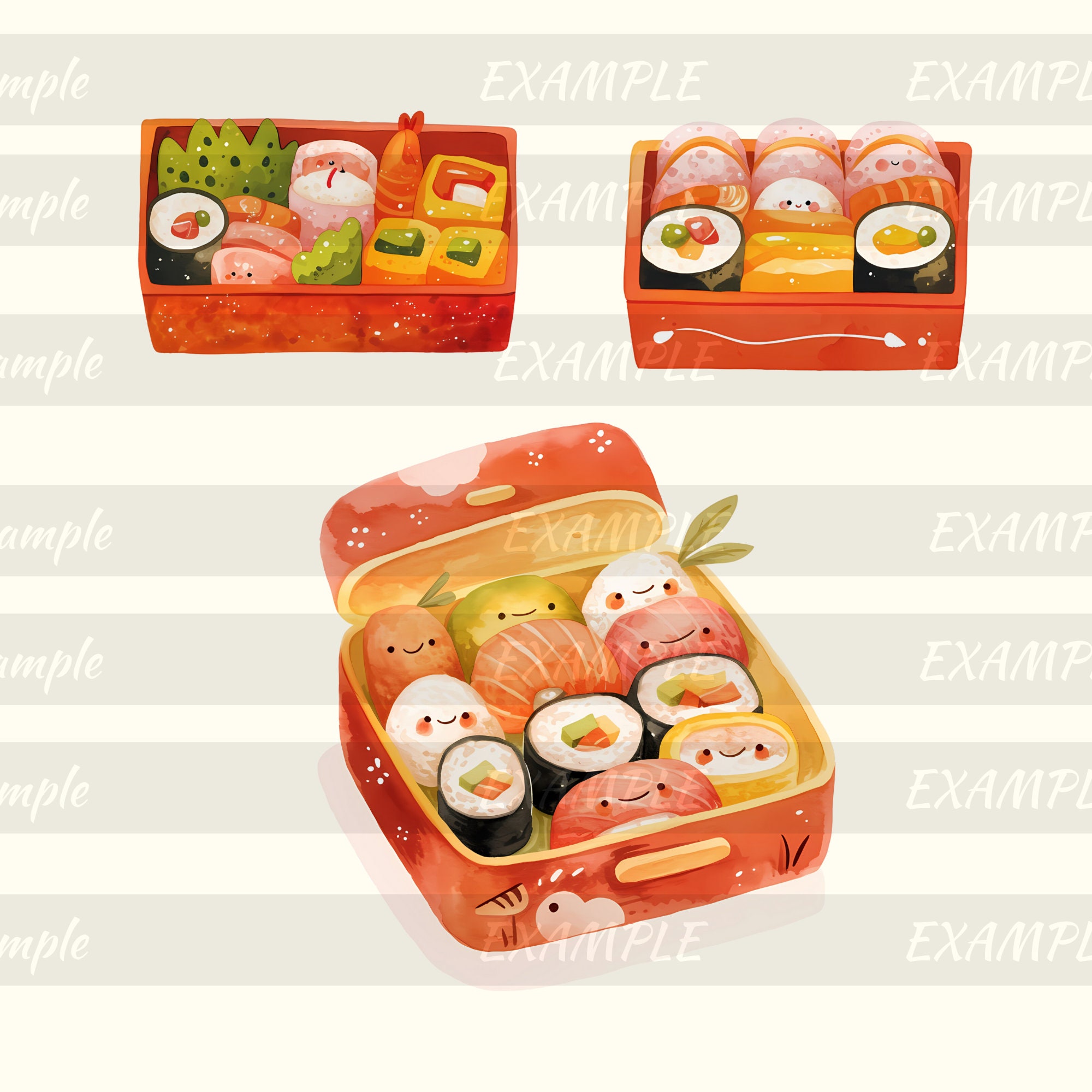 Watercolor Sushi Roll Clip Art, Japan Kawaii Clipart, Cute Food ...