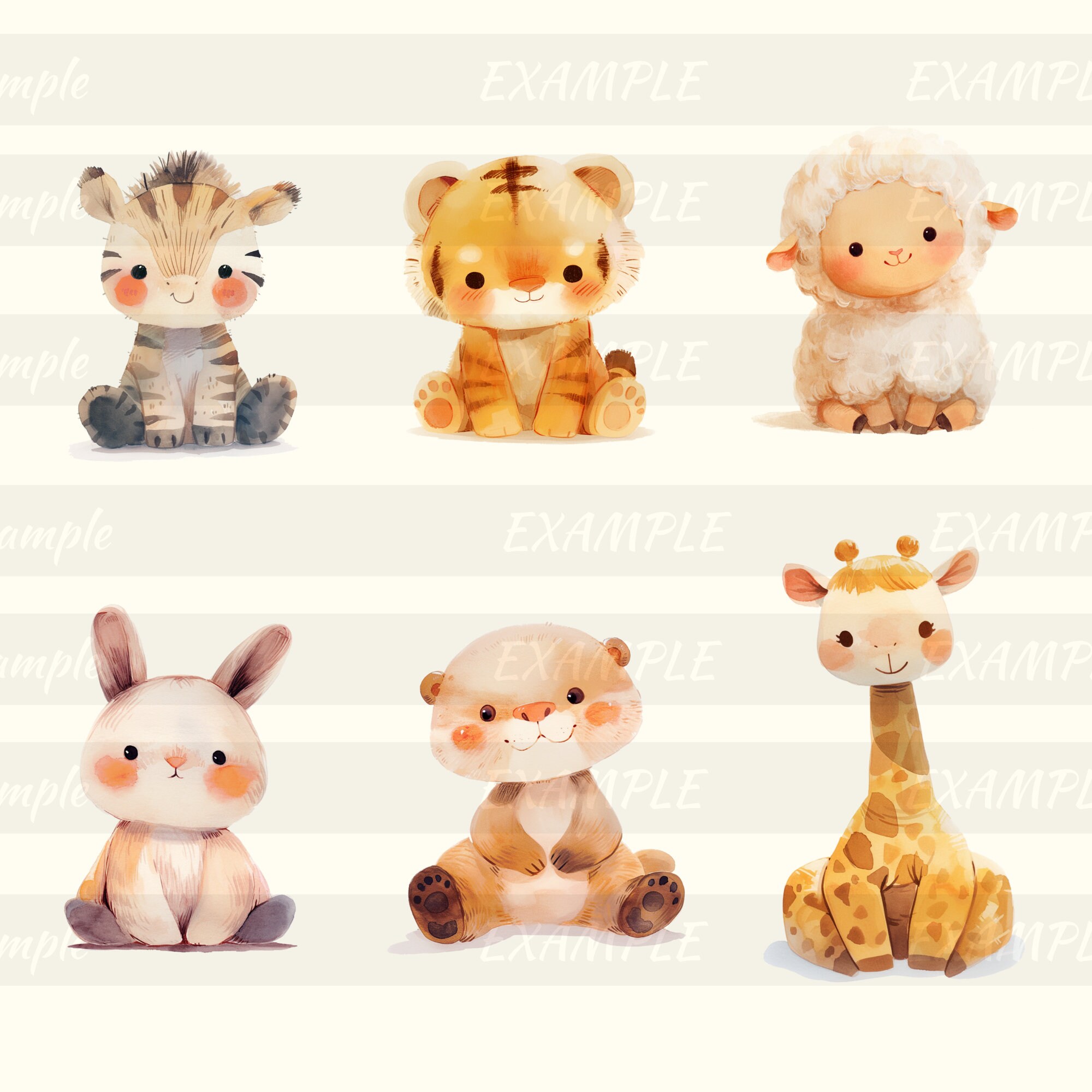 Watercolor Nursery Animal Clipart Bundle / Cute Animals / Watercolor ...
