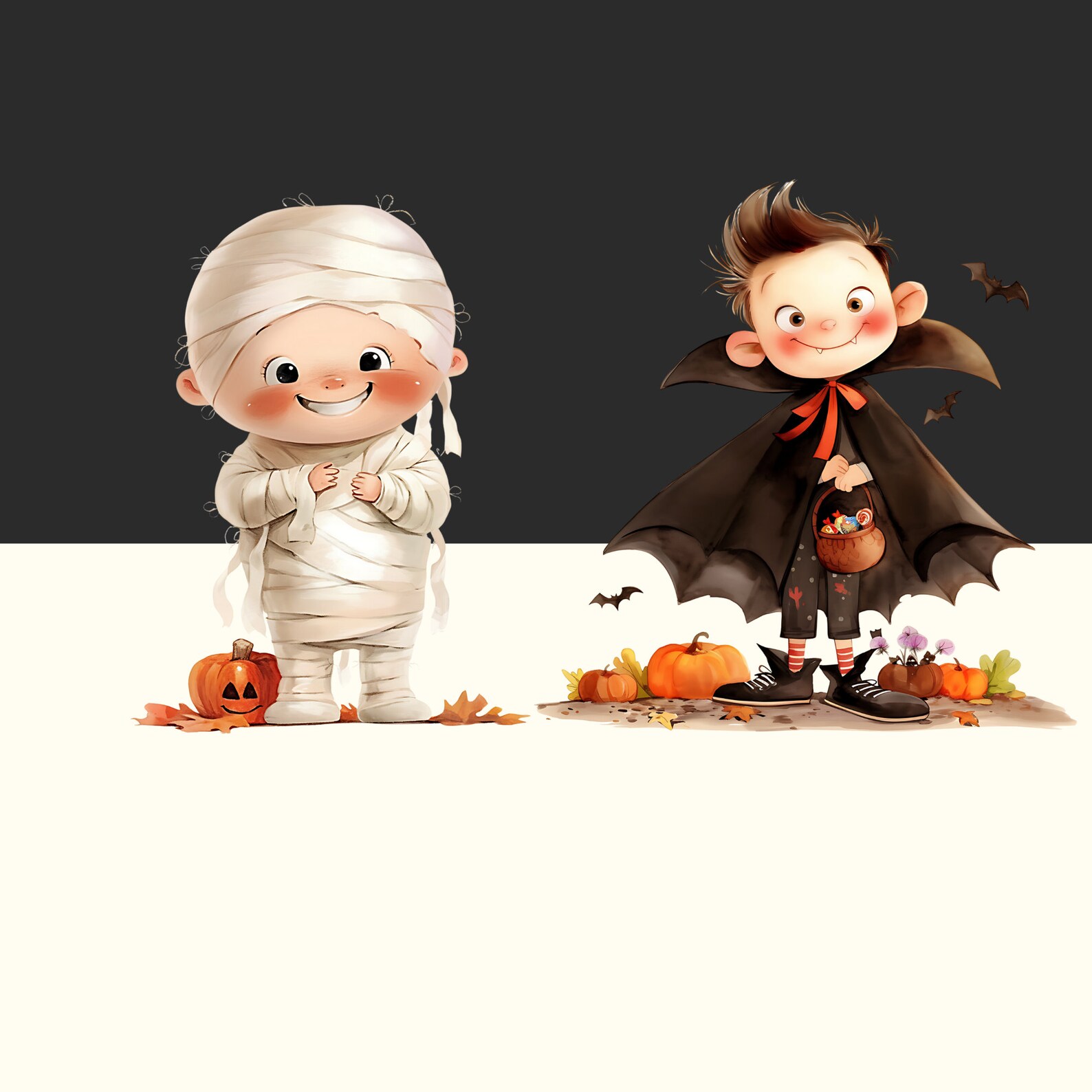 Watercolor Halloween Kids Clipart Bundle / Cute Arts / Vampire, Witch ...