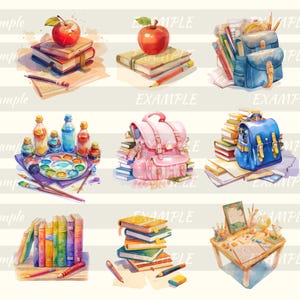 Watercolor Back to School Clipart Bundle / Cute Arts / Watercolor ...