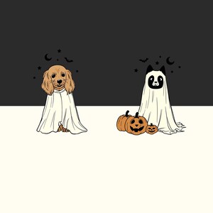 Halloween Cute Ghost Sheet Dogs Clipart Bundle / Cute Vintage Arts ...