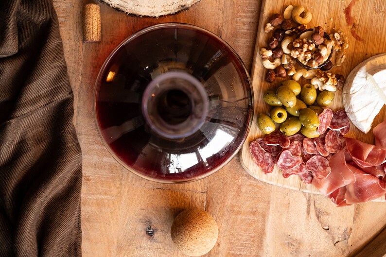 Hand Blown Glass Wine Carafe With Cork Ball Stopper Elegant Decanter ...