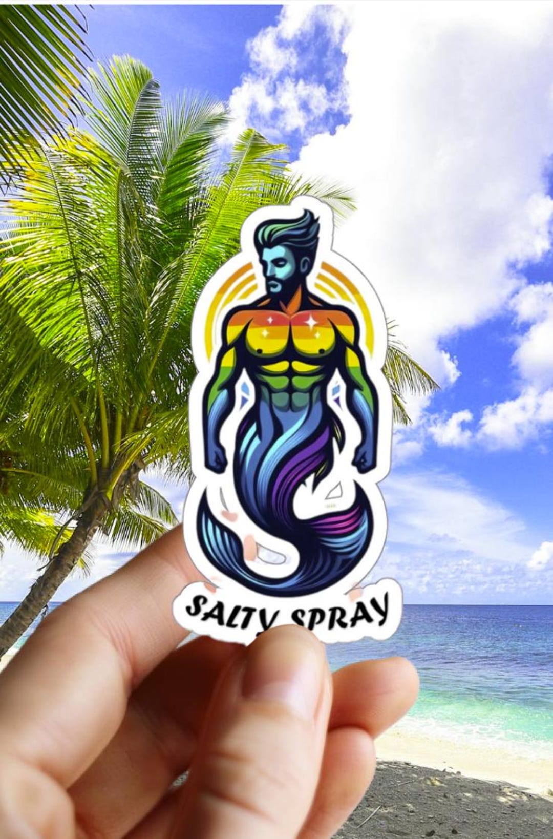 Merman Me 2 Kiss-cut Stickers Surf Stickers Rainbow Merman Mermaid ...