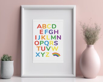 Alphabet Poster, Handwriting Chart, ABC Print, Educational Art, Kids ...