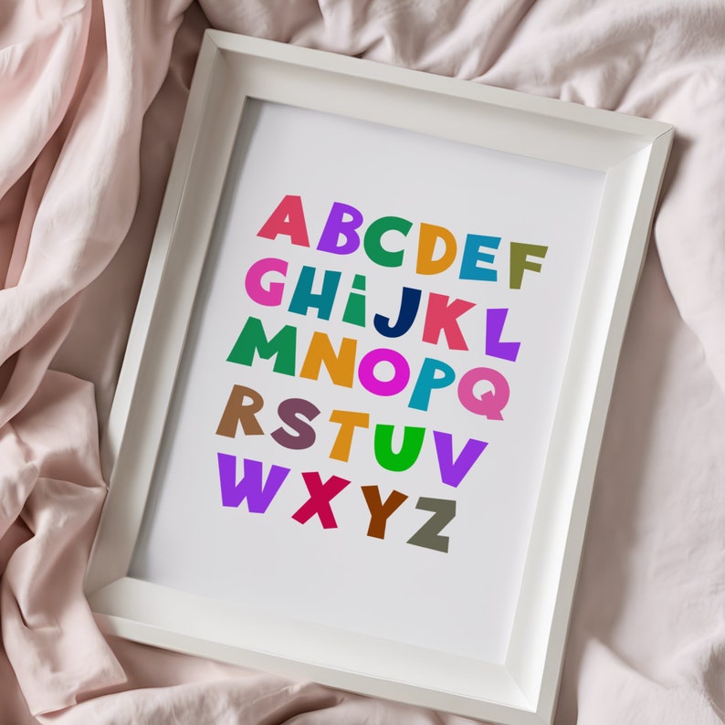 Alphabet Poster, Handwriting Chart, ABC Print, Educational Art, Kids ...