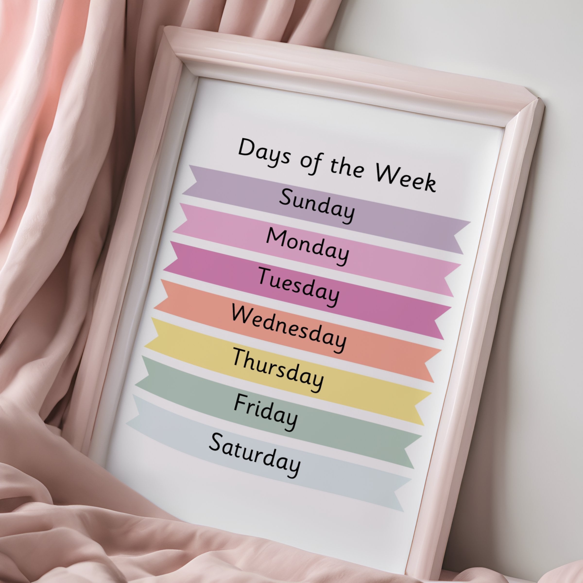 Days of the Week Printable, Educational Wall Art, Playroom Poster, Days ...