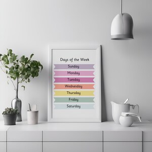 Days of the Week Printable, Educational Wall Art, Playroom Poster, Days ...