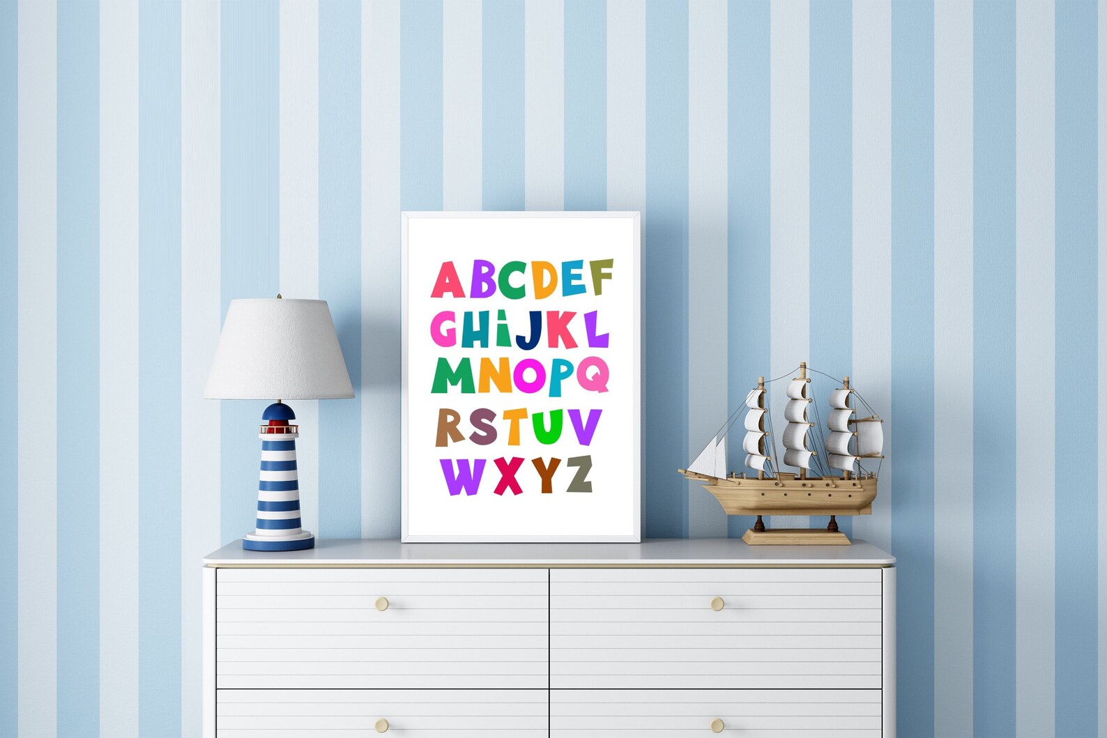 Alphabet Poster, Handwriting Chart, ABC Print, Educational Art, Kids ...