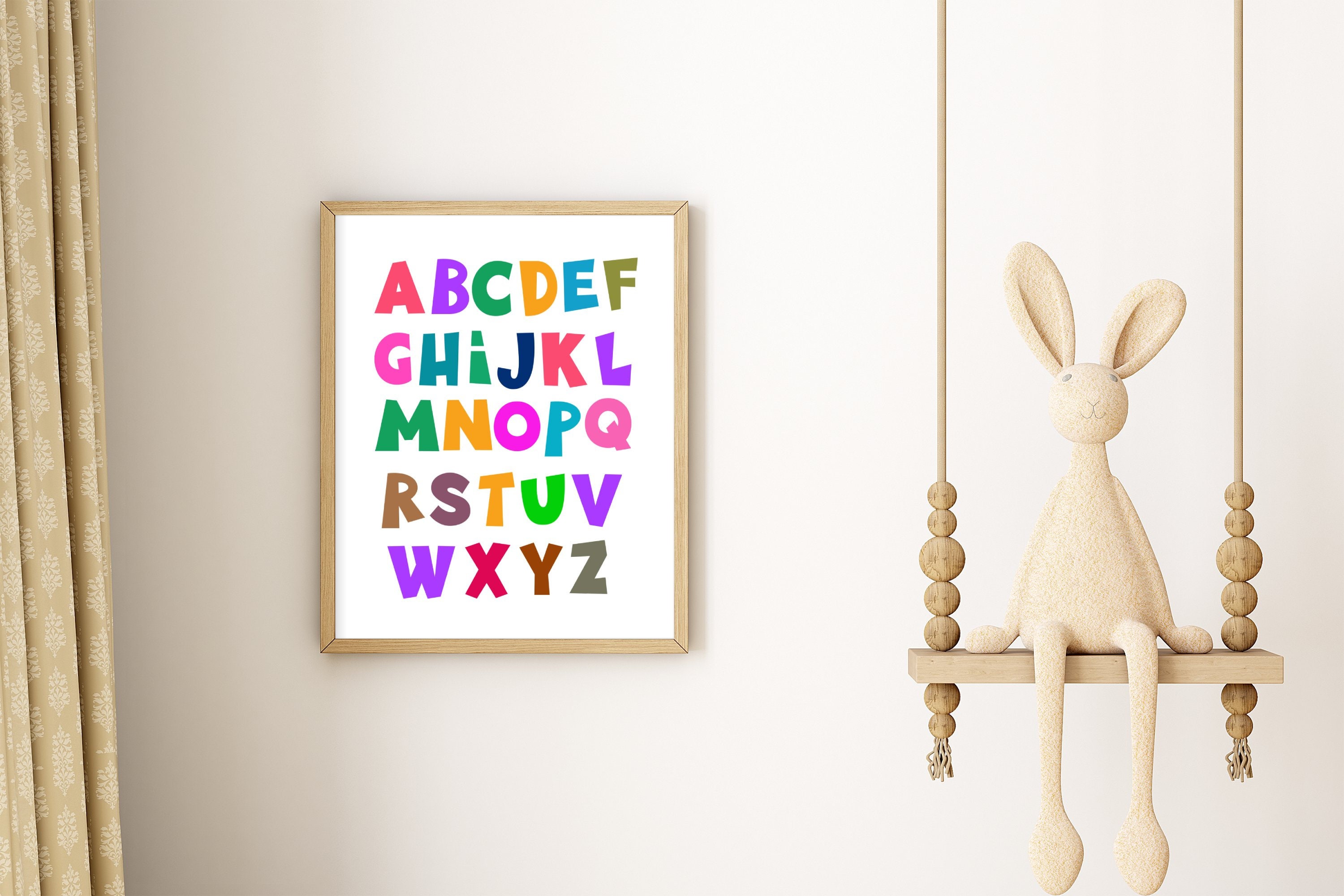 Alphabet Poster, Handwriting Chart, ABC Print, Educational Art, Kids ...