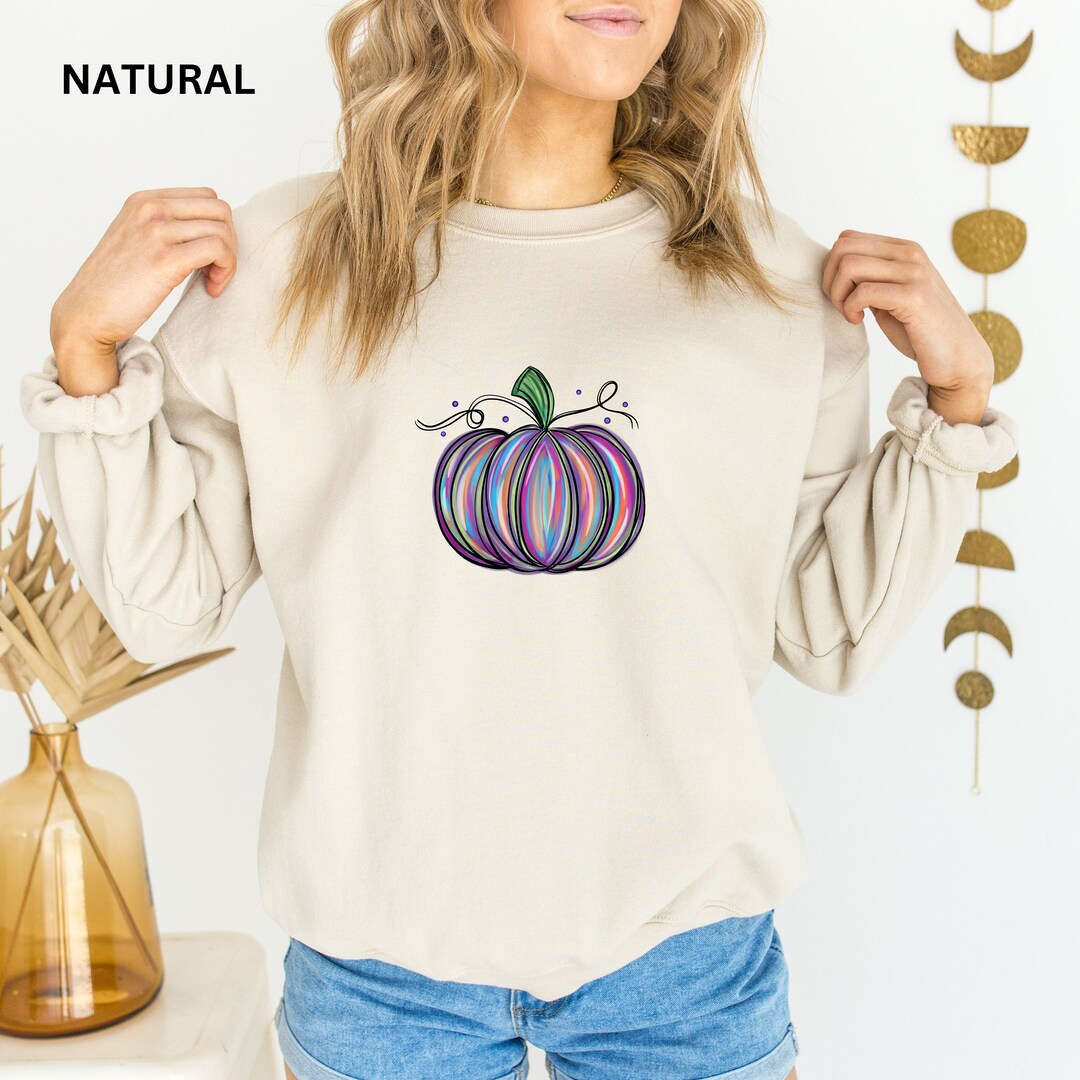 Watercolor Pumpkin Sweatshirt, Colorful Fall Pullover, Autumn Vibes ...