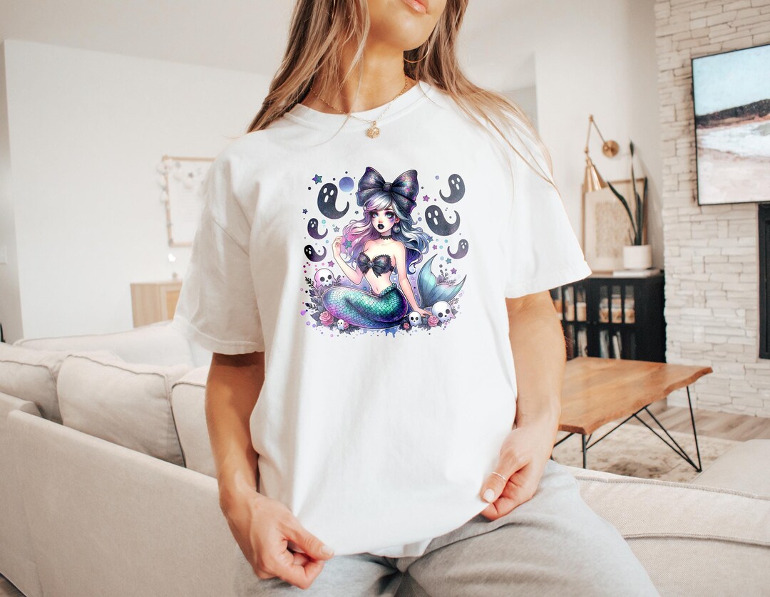 Spooky Coquette Halloween T-shirt PNG Pastel Goth Mermaid Graphic Fall ...
