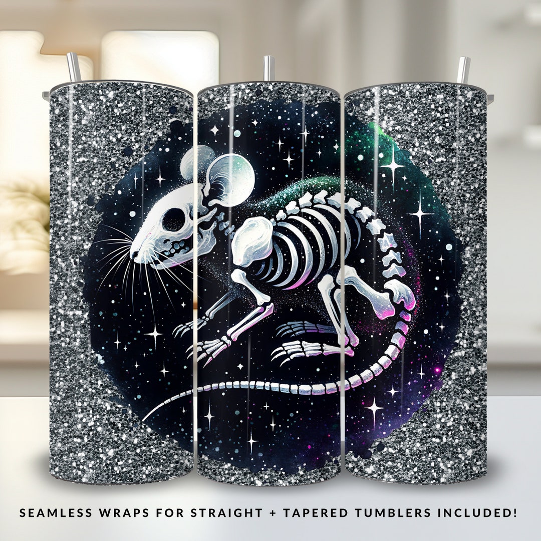 Goth Halloween Tumbler Wrap Rat Skeleton PNG Spooky Season Sublimation ...