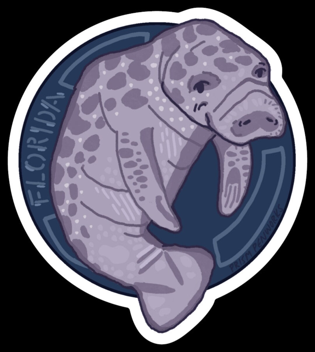 Florida "manatee" Sticker | Vibrant Creative Manatee | Lively Abstract ...