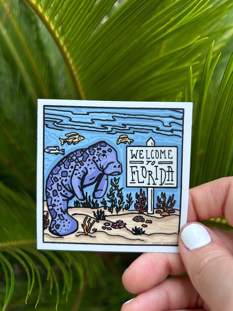 Welcome to Florida "manatee" Sticker | Vibrant Creative Manatee ...