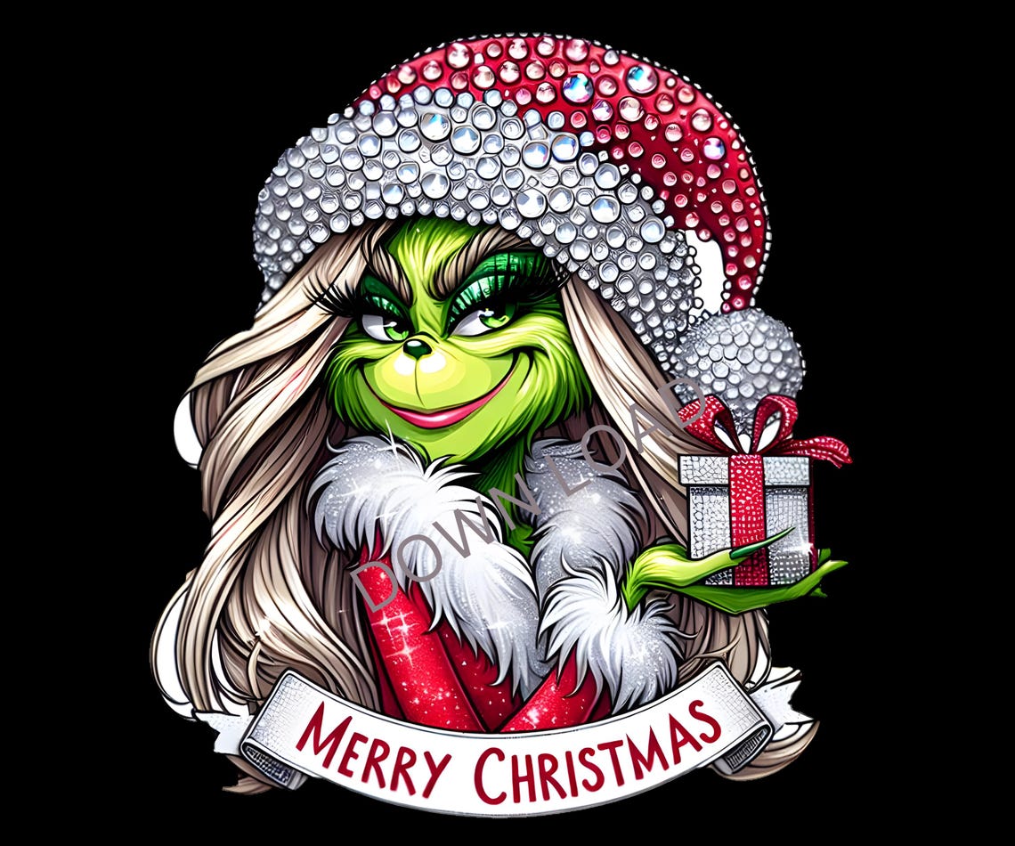 Bling Hat Grinch Bougie Lady Png, Grinch Green Girl Christmas PNG ...