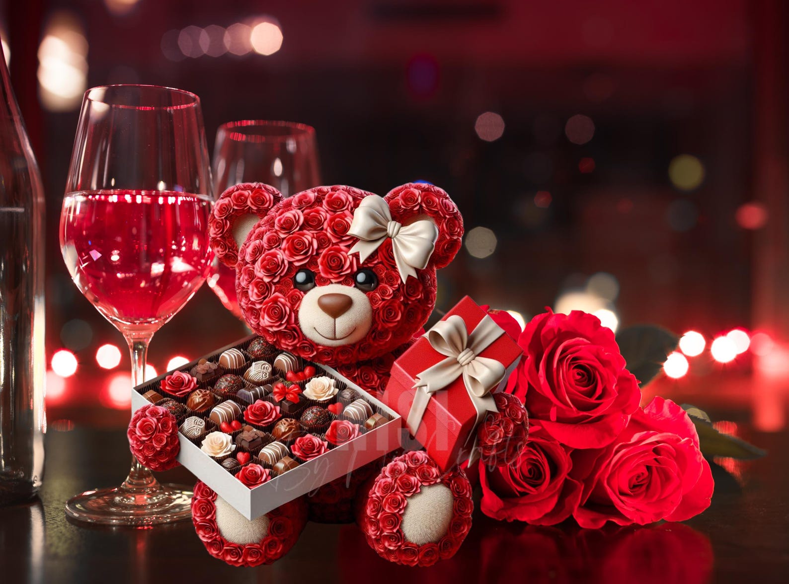 Rose Teddy Beary Sweet W/box of Candy, Bow and Gift PNG - Unique ...