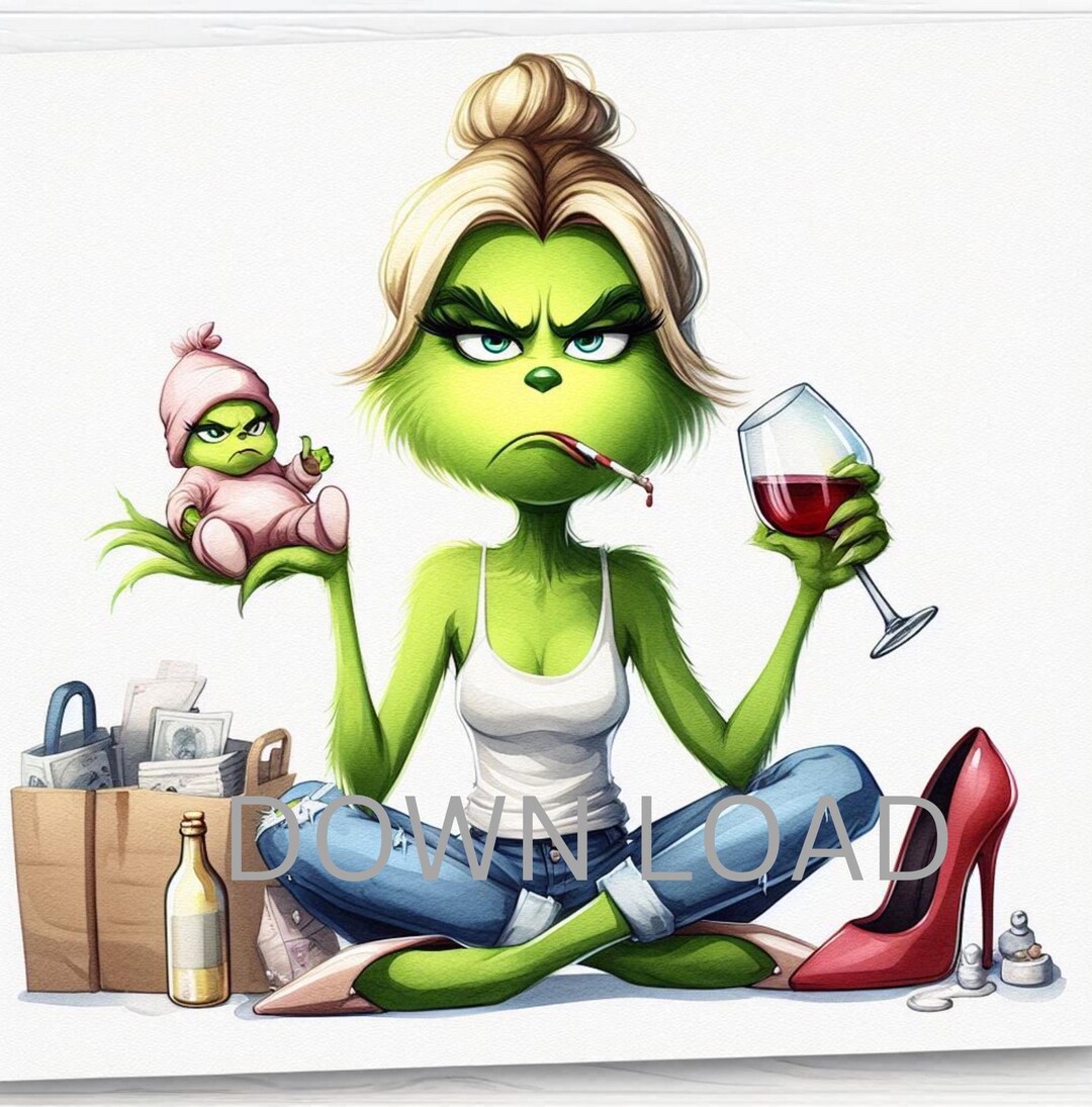 Christmas Grinch Mommy and Baby Grinch Png, Grinch Green Girl Christmas ...