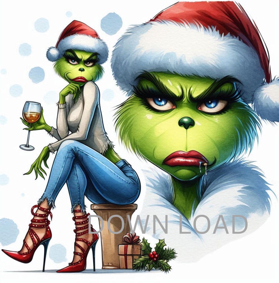 Christmas Grinch Lady With A Attitude Png, Grinch Green Girl Christmas ...