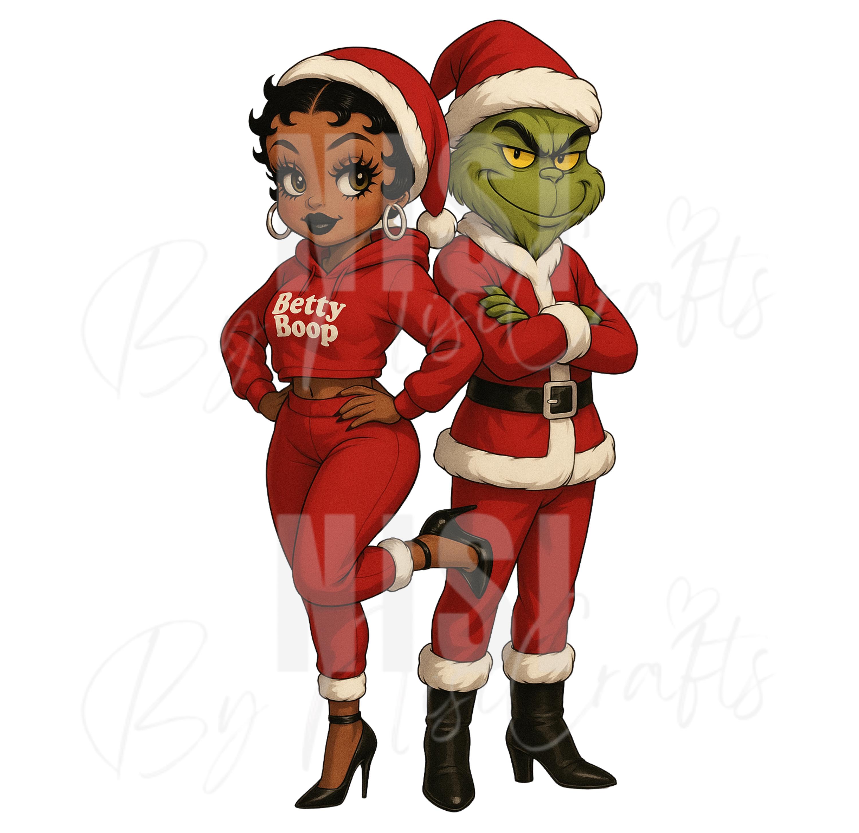 Beauty and the Grinch Png X 3, Betty Boop With Grinch, Green Christmas ...