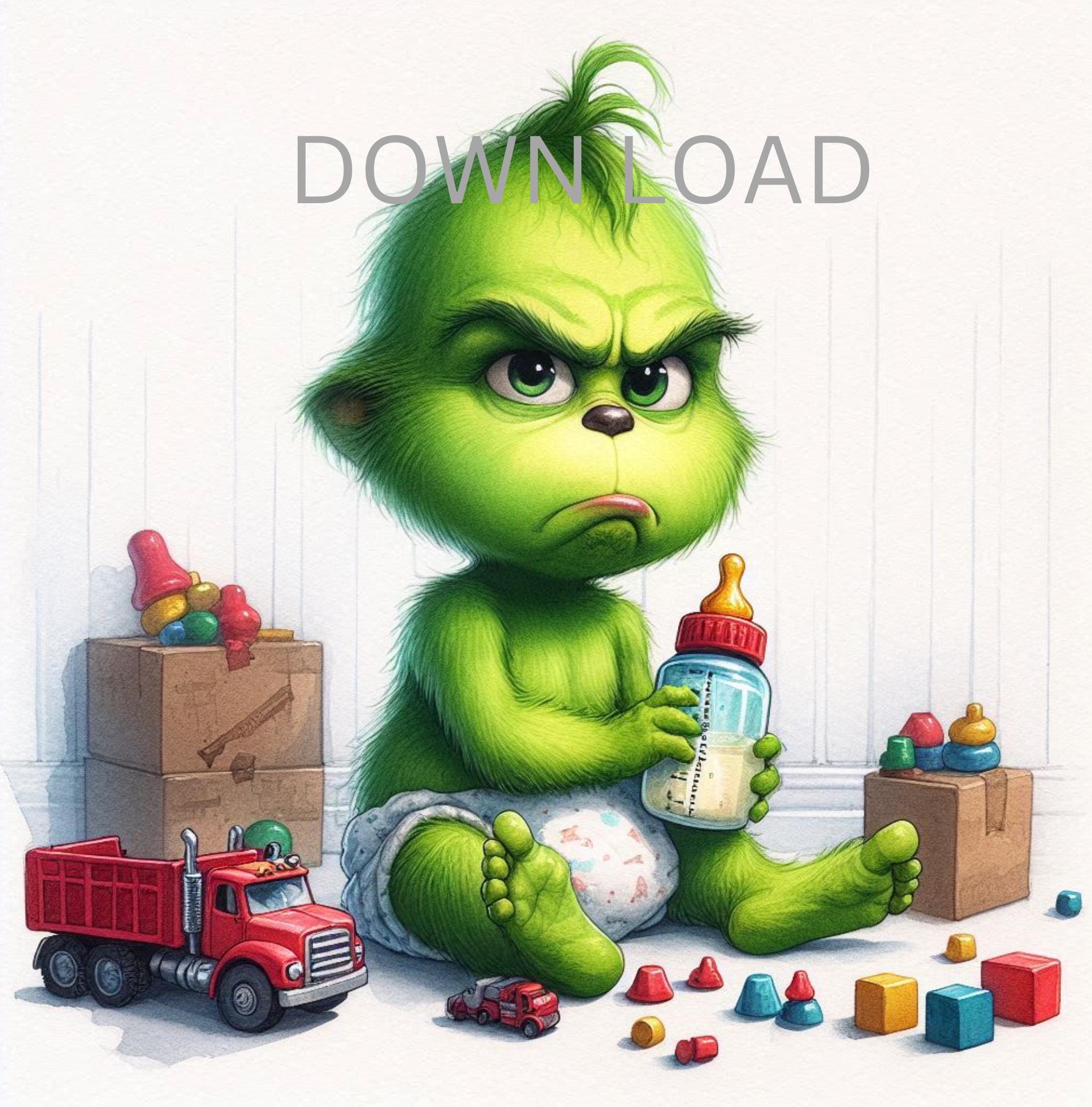 Christmas Cute Baby Grinch Png, Grinch Baby Boy W/ Bottle, Green Girl ...