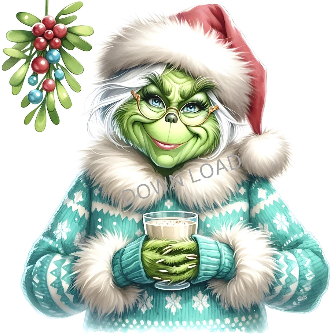 Christmas Grinch Grandma, Grinch Green Mean Christmas PNG, Christmas ...
