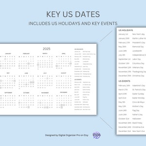 2025 2026 Calendar Including US Holidays, for Desk, Wall, Notebook ...