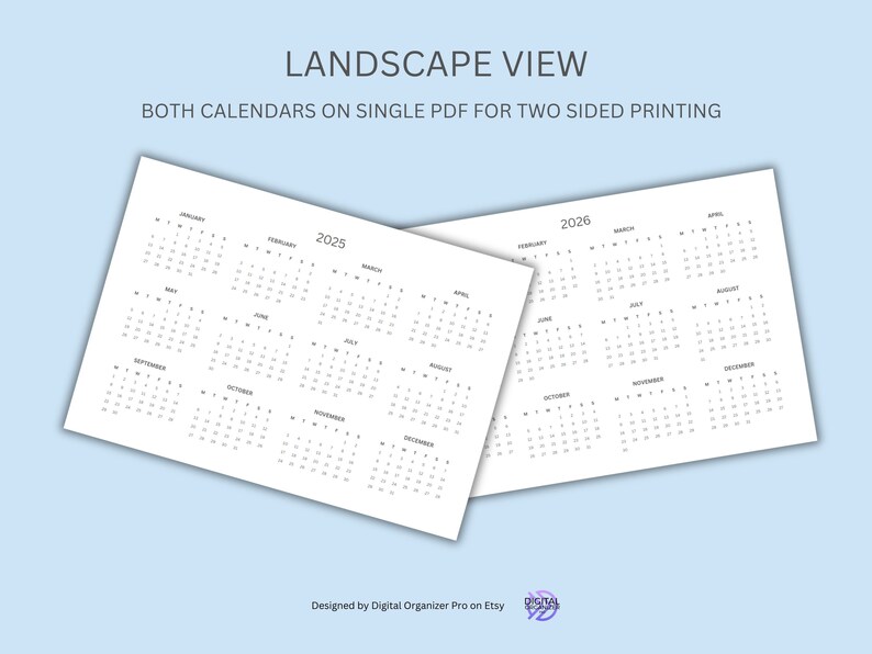 2025 - 2026 Year Calendar, for Desk, Wall, Notebook, Organizer ...