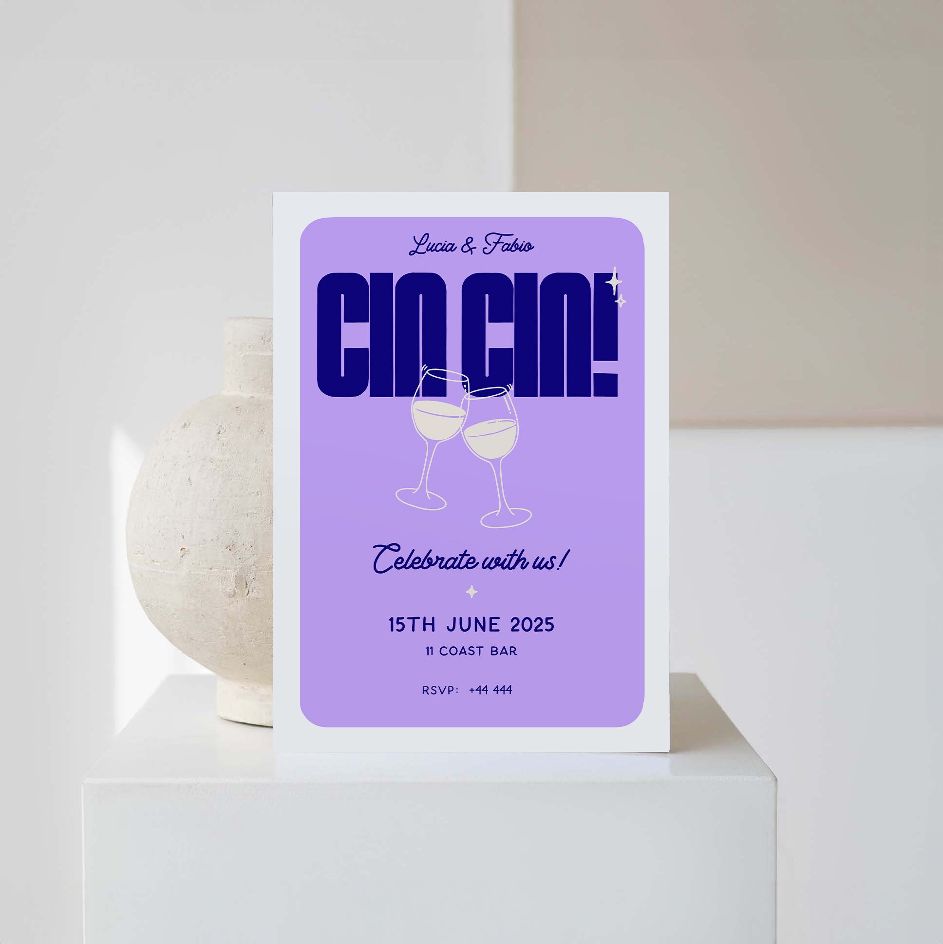 Custom Illustrated Cin Cin Print Wedding Card Invite - Etsy