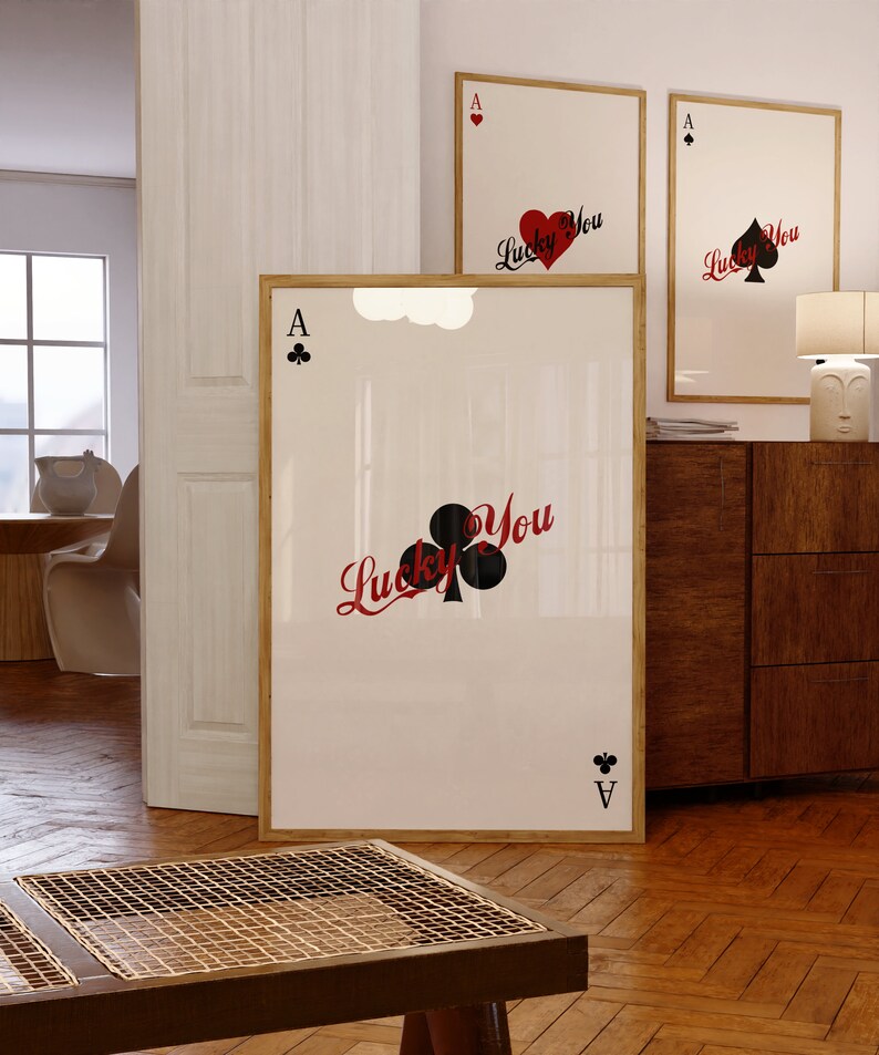 Lucky Card Poster, Ace of Clovers Poster, Lucky Card Print, Trendy ...
