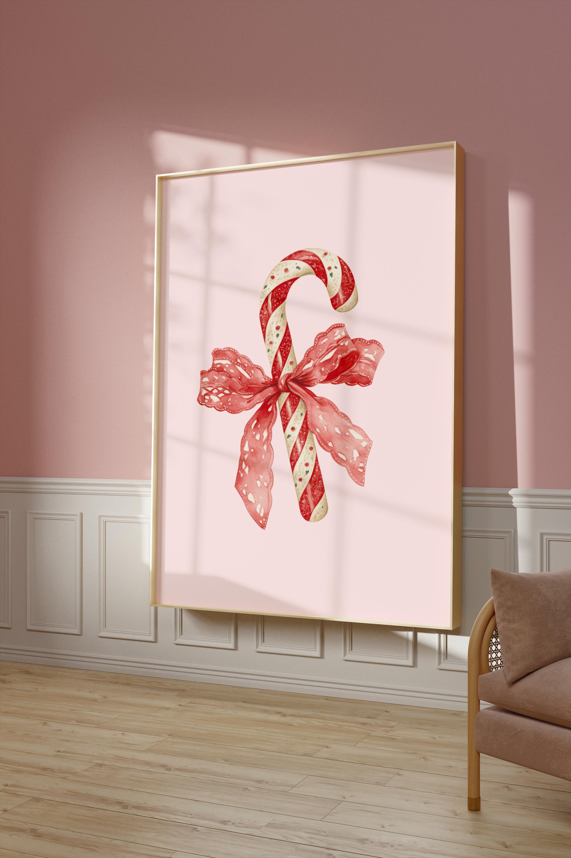 Candy Cane Poster, Girly Christmas Poster, Pink Christmas Poster ...