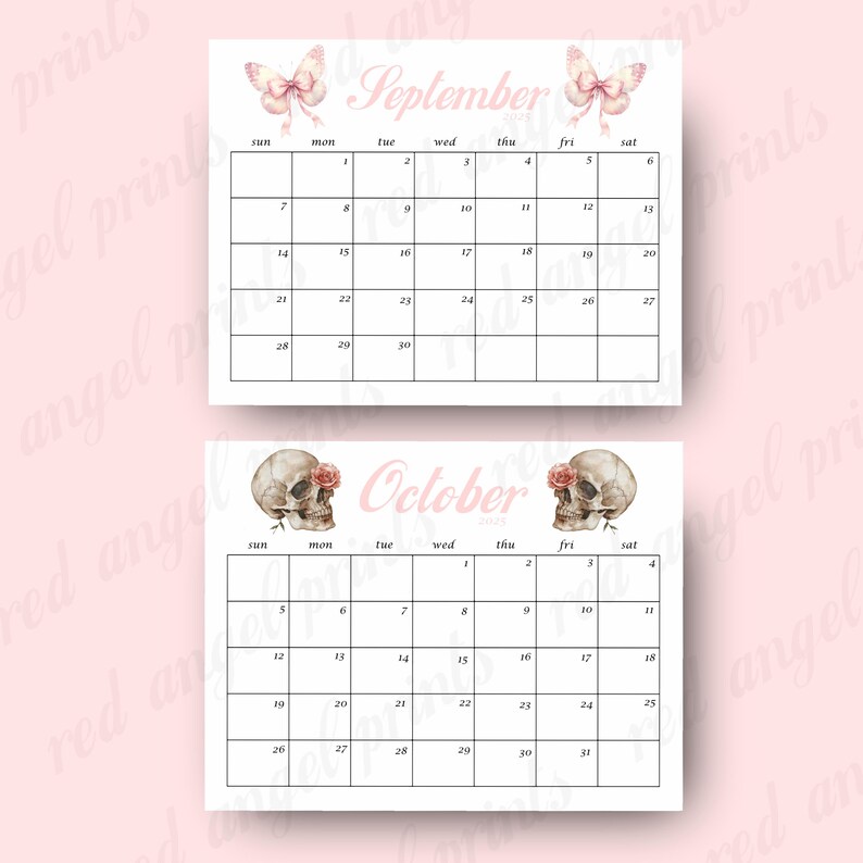 Coquette Calendar 2025, 2025 Full Year Calendar, Girly Pink Calendar ...