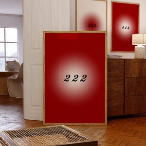 222 Angel Number Poster, Red Aura Poster, Coquette Angel Number Poster ...