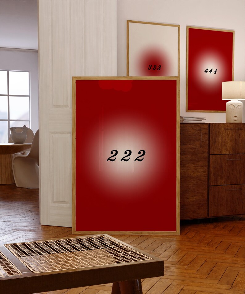 222 Angel Number Poster, Red Aura Poster, Coquette Angel Number Poster ...
