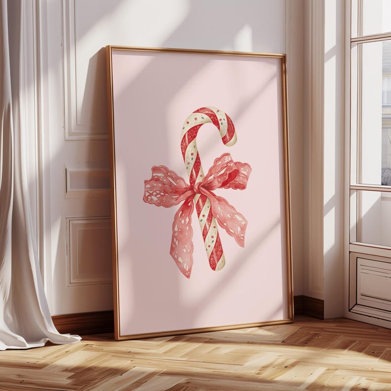 Candy Cane Poster, Girly Christmas Poster, Pink Christmas Poster ...