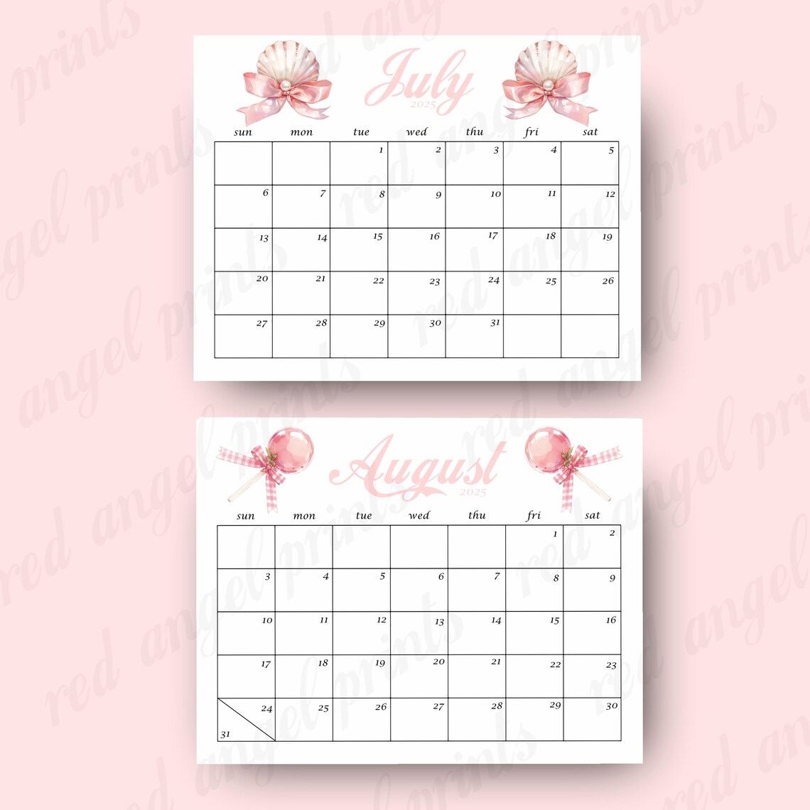 Coquette Calendar 2025, 2025 Full Year Calendar, Girly Pink Calendar ...