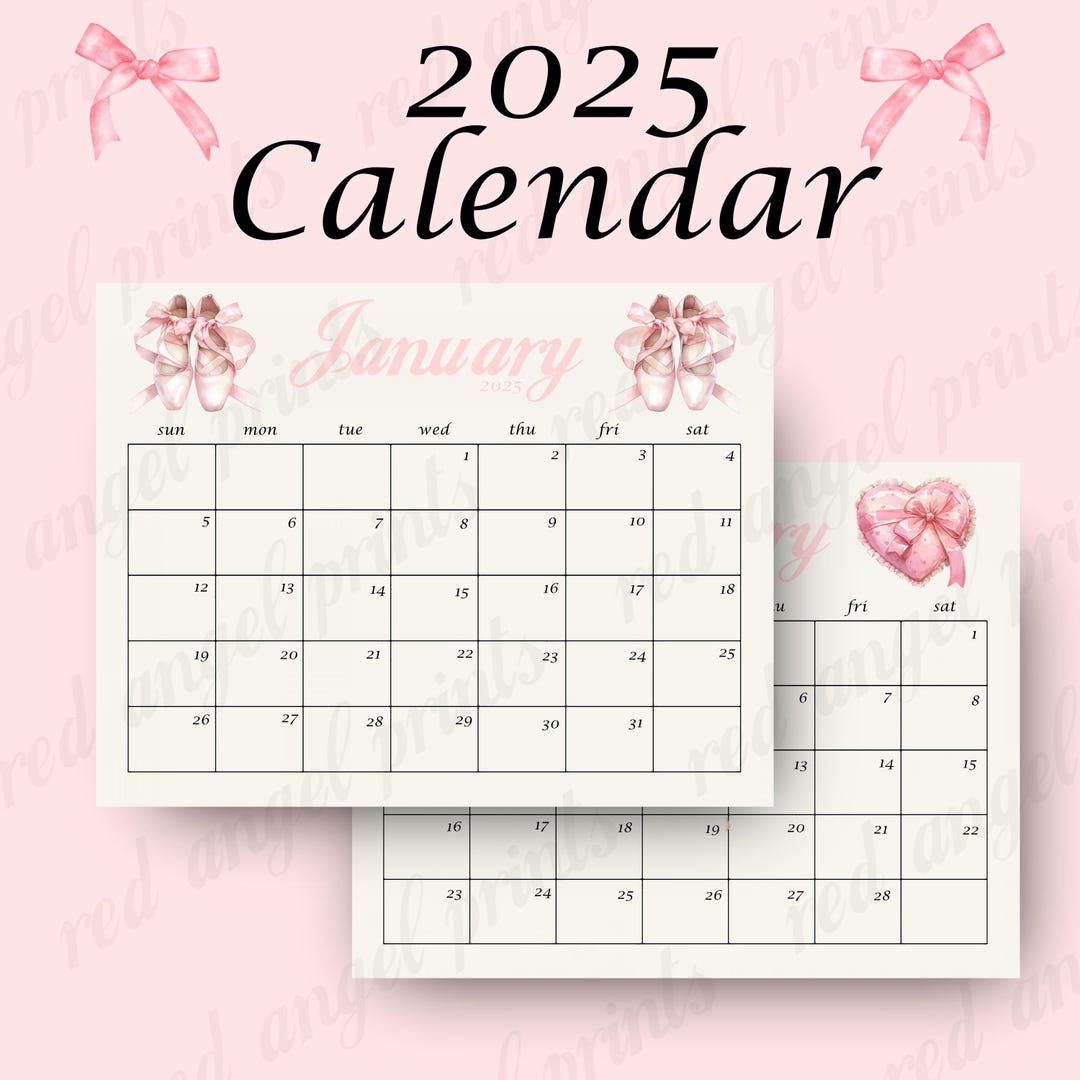 Coquette Calendar 2025, 2025 Full Year Calendar, Girly Pink Calendar ...