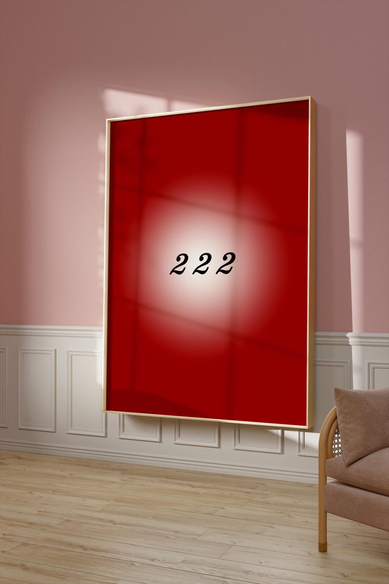 222 Angel Number Poster, Red Aura Poster, Coquette Angel Number Poster ...