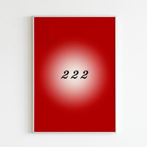 222 Angel Number Poster, Red Aura Poster, Coquette Angel Number Poster ...
