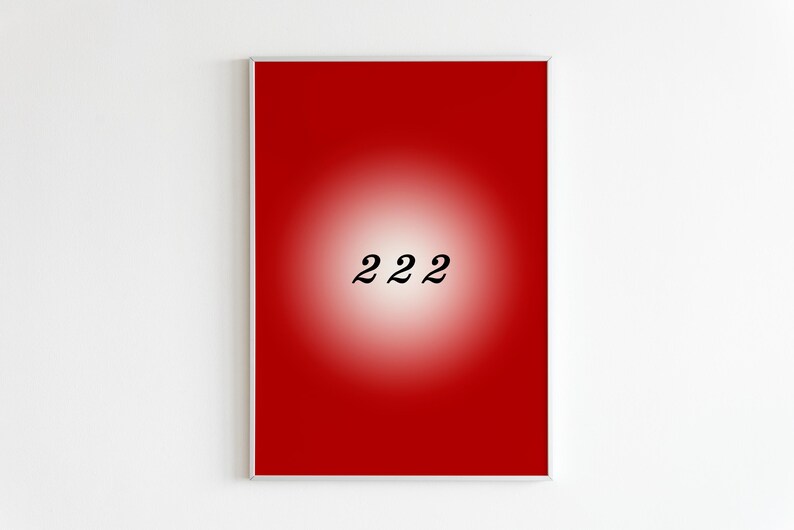 222 Angel Number Poster, Red Aura Poster, Coquette Angel Number Poster ...