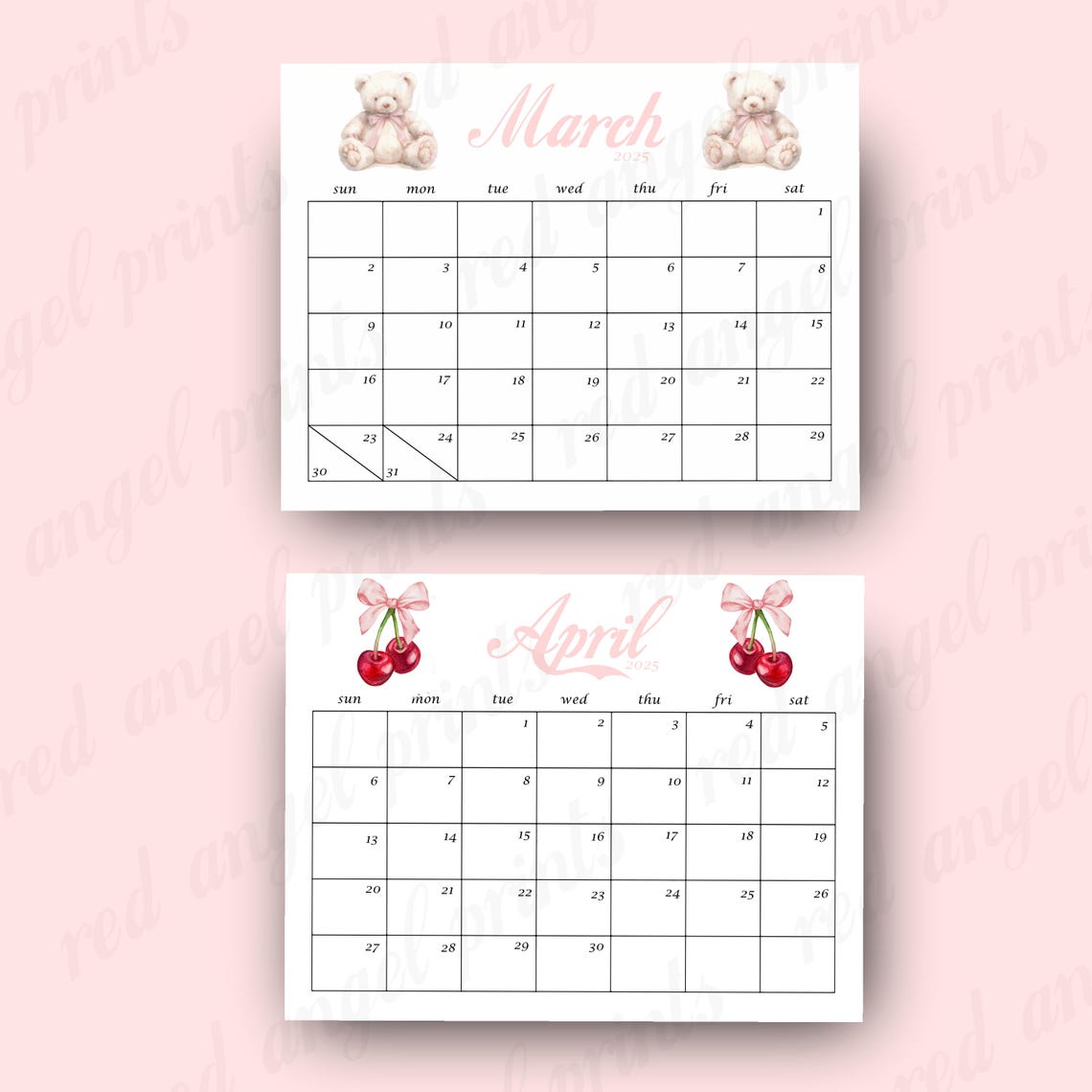 Coquette Calendar 2025, 2025 Full Year Calendar, Girly Pink Calendar ...