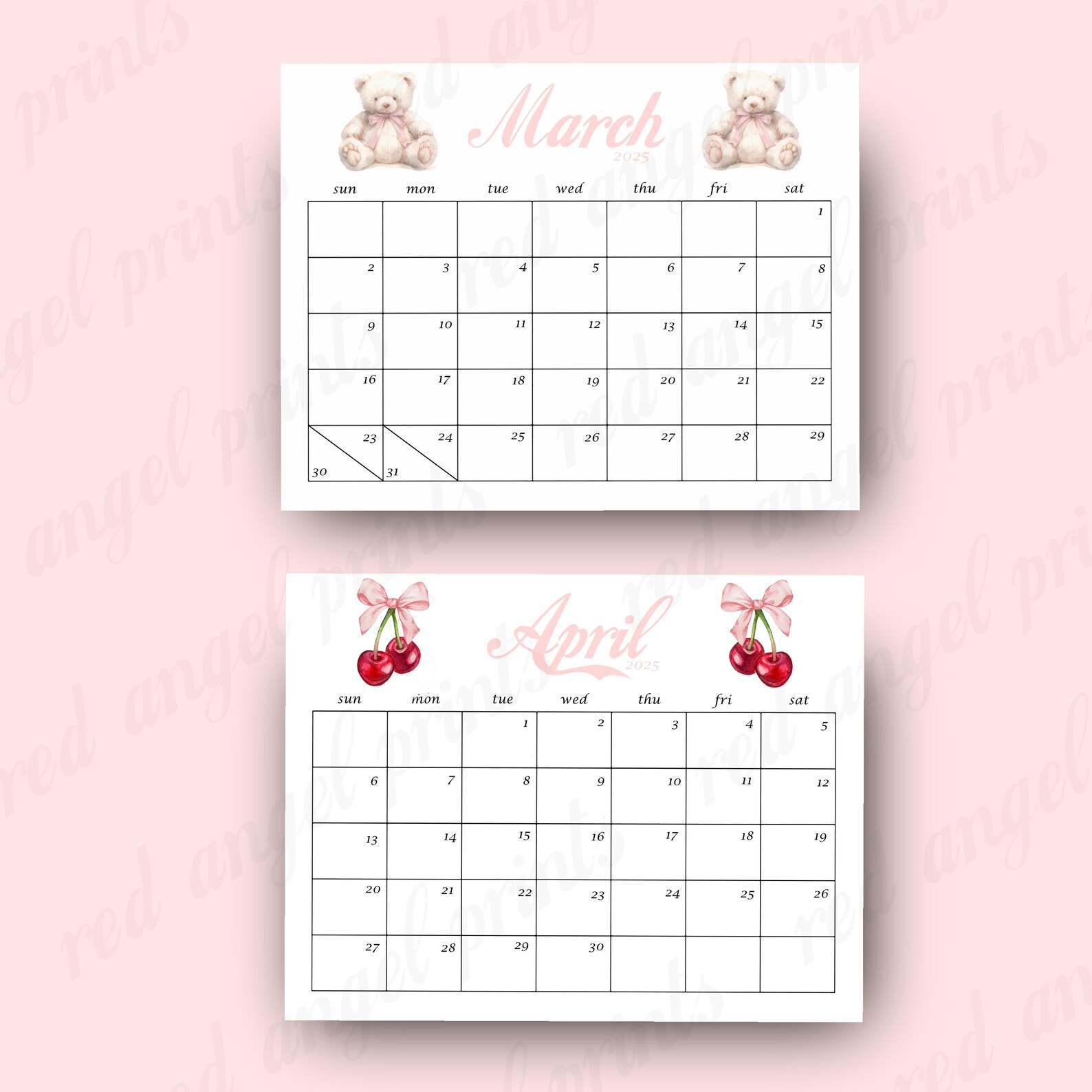 Coquette Calendar 2025, 2025 Full Year Calendar, Girly Pink Calendar ...