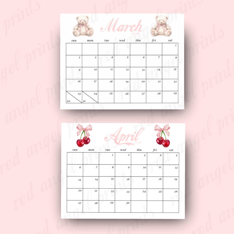 Coquette Calendar 2025, 2025 Full Year Calendar, Girly Pink Calendar ...