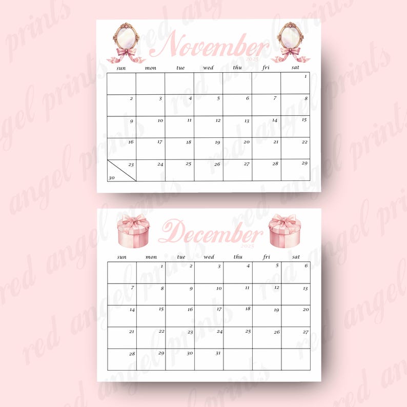 Coquette Calendar 2025, 2025 Full Year Calendar, Girly Pink Calendar ...