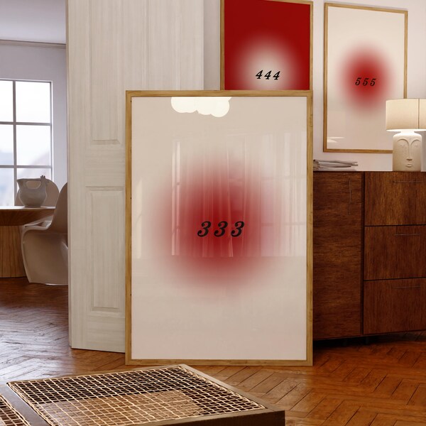 222 Angel Number Poster, Red Aura Poster, Coquette Angel Number Poster ...